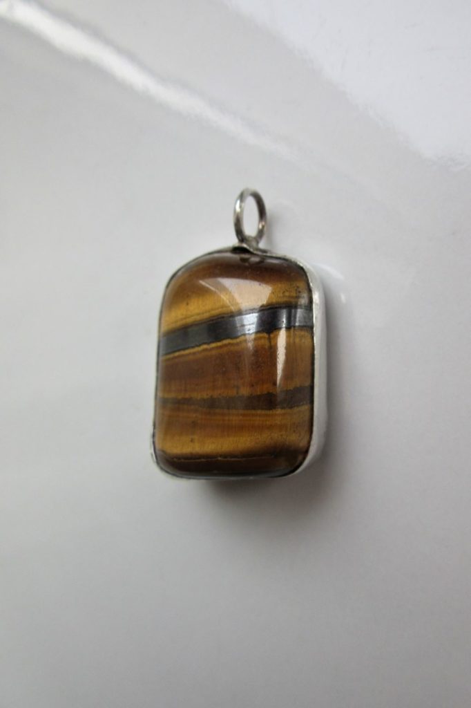 Silver Framed Tiger Eye Pendant - Duda design