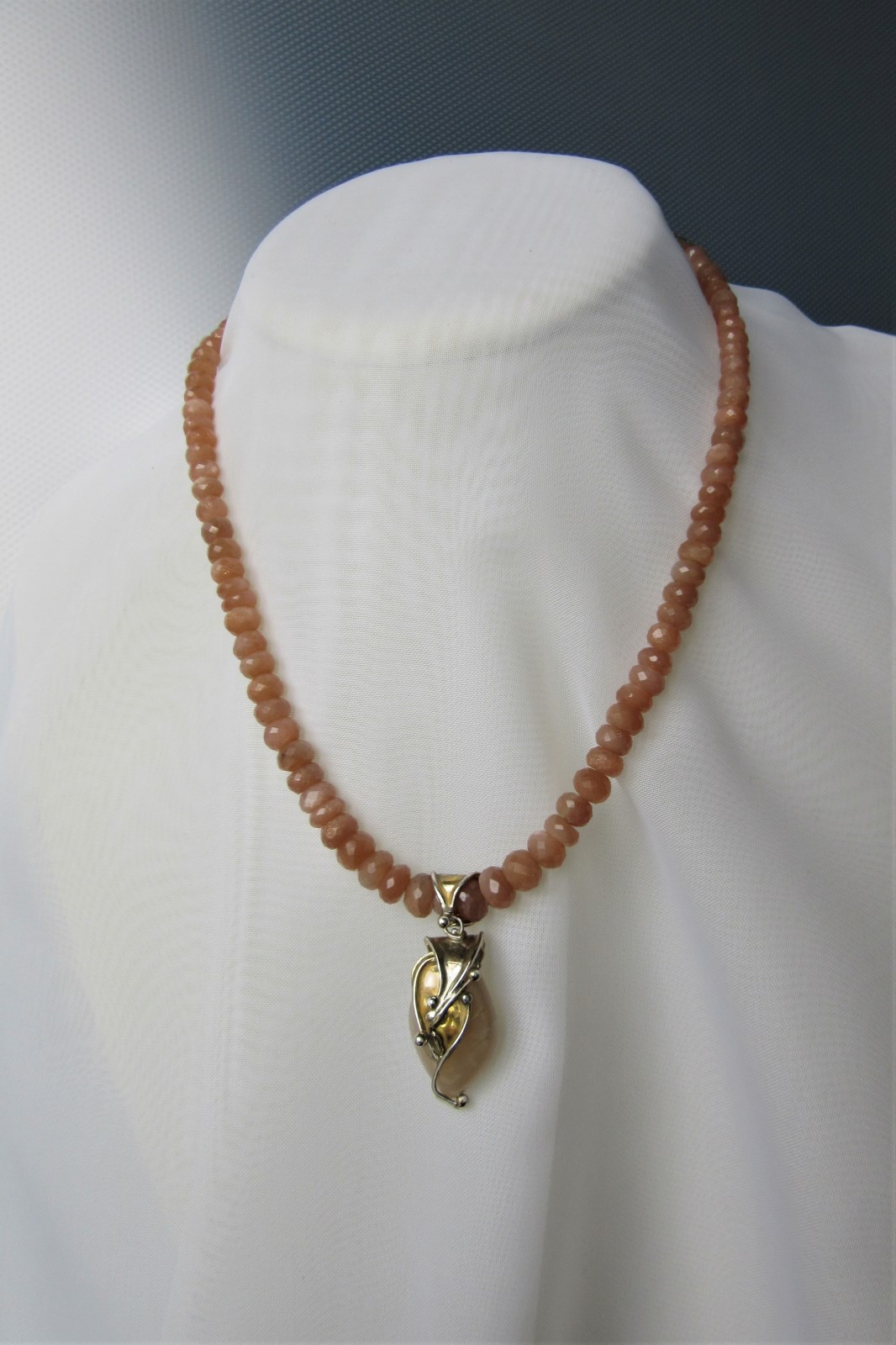 Peach Moonstone Pendant Necklace - Duda design