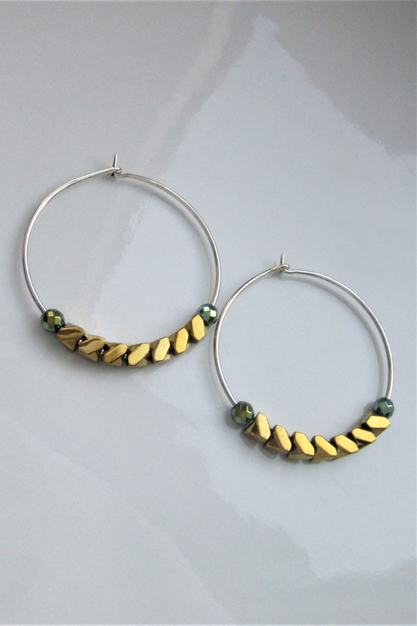 Gold Aura Hematite Hoops - Duda design